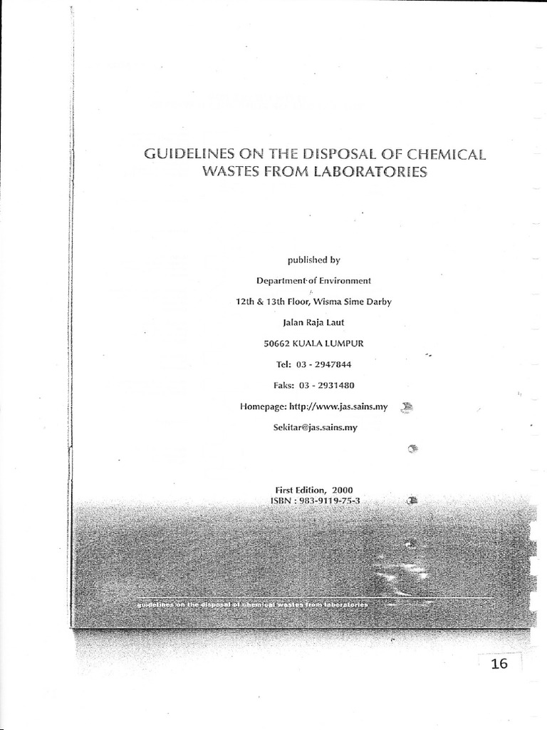 Guidelines On The Disposal of Chemical Wastes From Laboratories | PDF