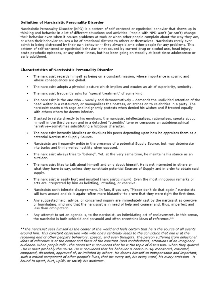 Understanding Narcissistic Personality Disorder | PDF | Narcissism ...