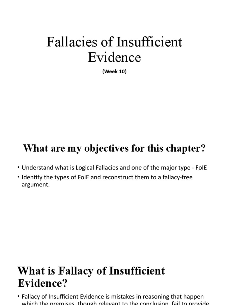 Fallacies of Insufficient Evidence: (Week 10) | PDF