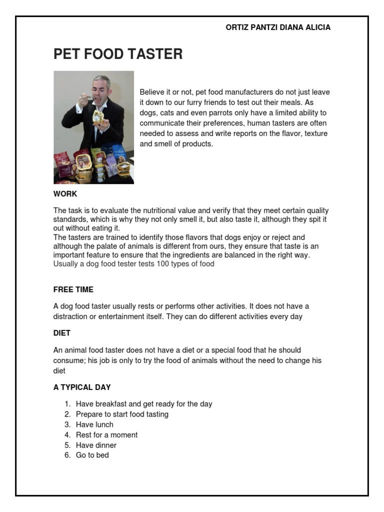 Dog Food Taster Job Overview | PDF