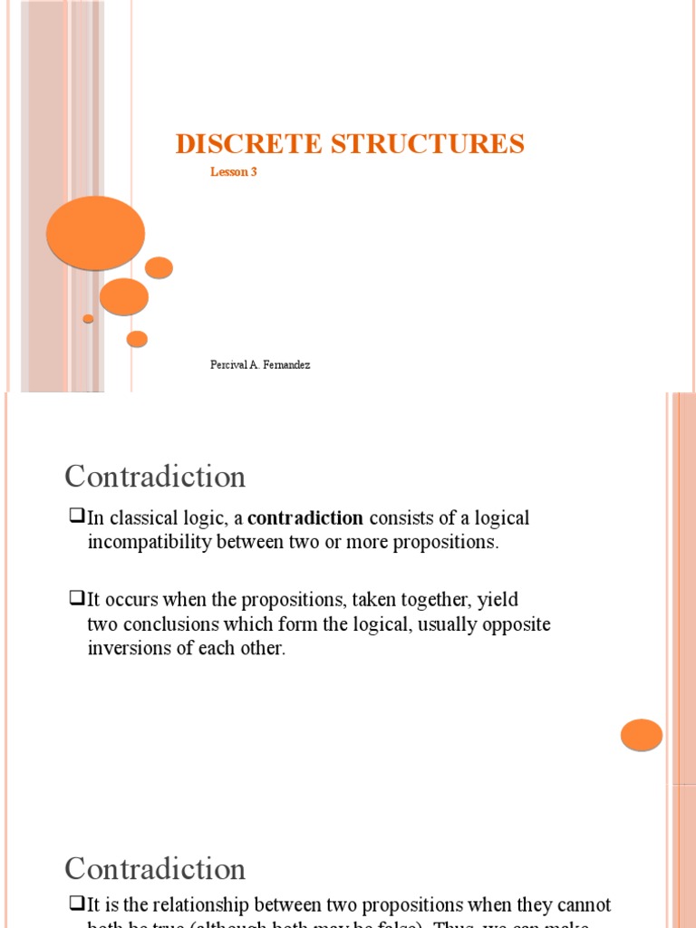 Discrete Structures: Lesson 3 | PDF | Contradiction | Logic