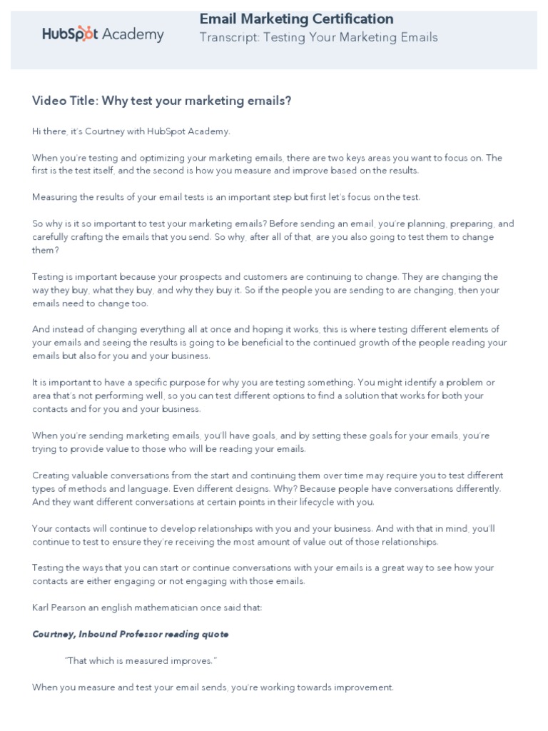 Video Title: Why Test Your Marketing Emails? | PDF | Confidence ...