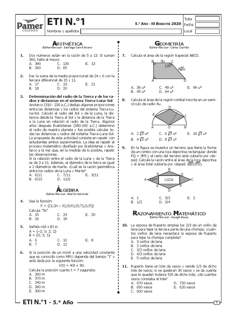 ETI N°1 - 5° año.pdf | PDF | Tierra | Mole (Unidad)