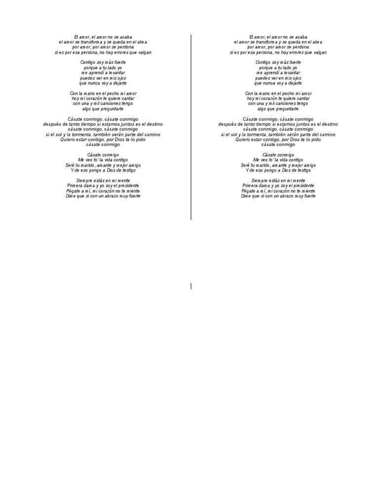 Casate Conmigo Letra | PDF | Amor
