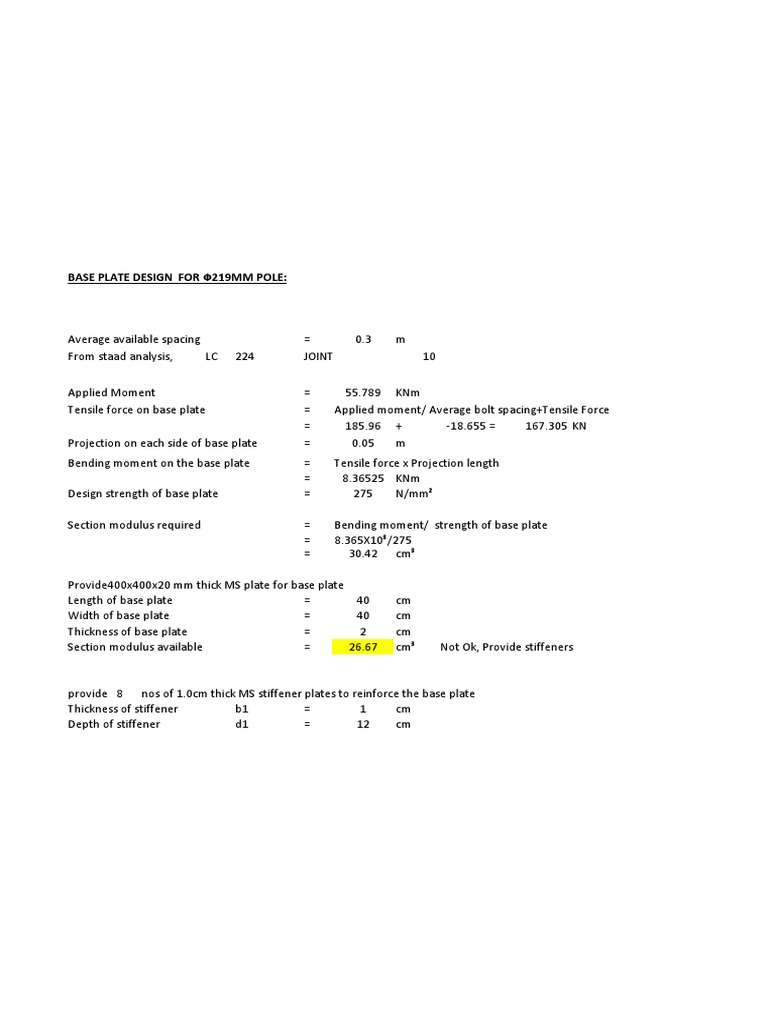 Base Plate Design for Ф219mm Pole | PDF | Teaching Methods & Materials