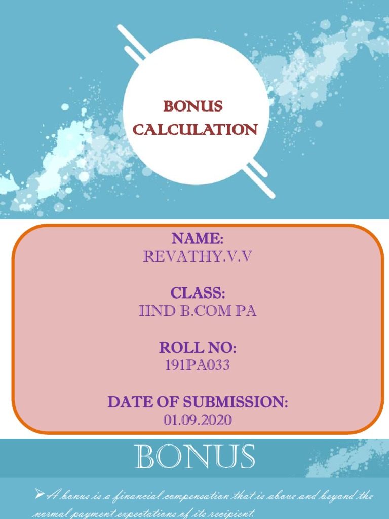 Bonus Calculation PDF | PDF