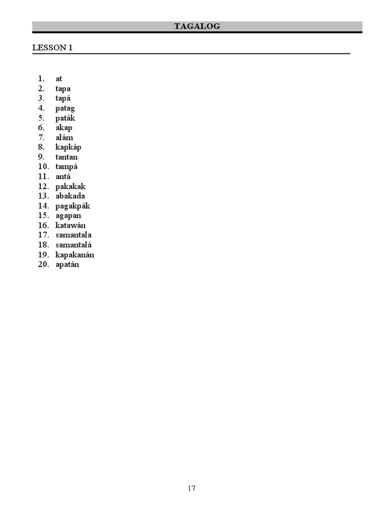 Pimsleur Tagalog Reading Booklet | PDF