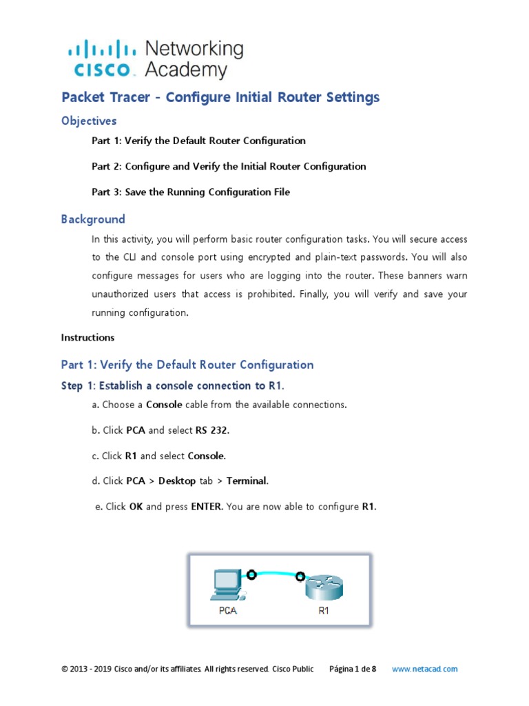 Packet Tracer Configure Initial Router Settings, 55% OFF