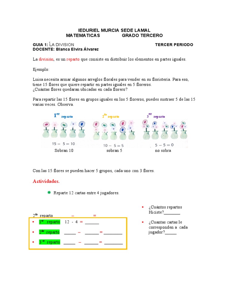 División para Tercer Grado de Primaria | PDF | División (Matemáticas ...