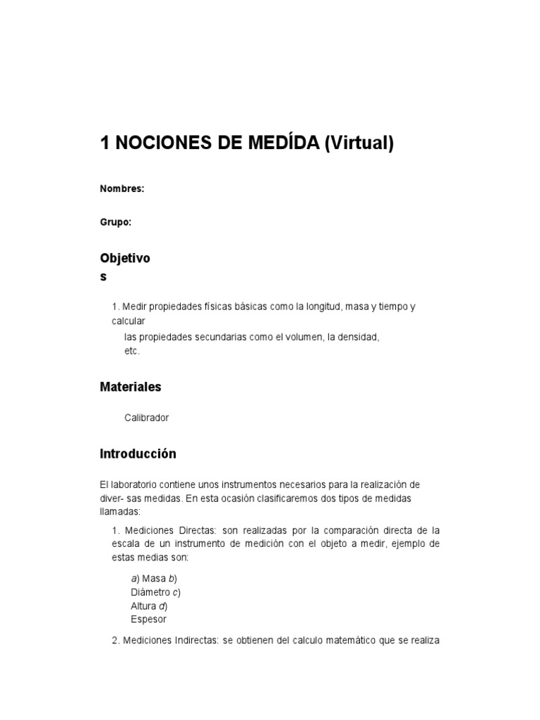 Medicion Directa | PDF | Medición | Enseñanza de matemática