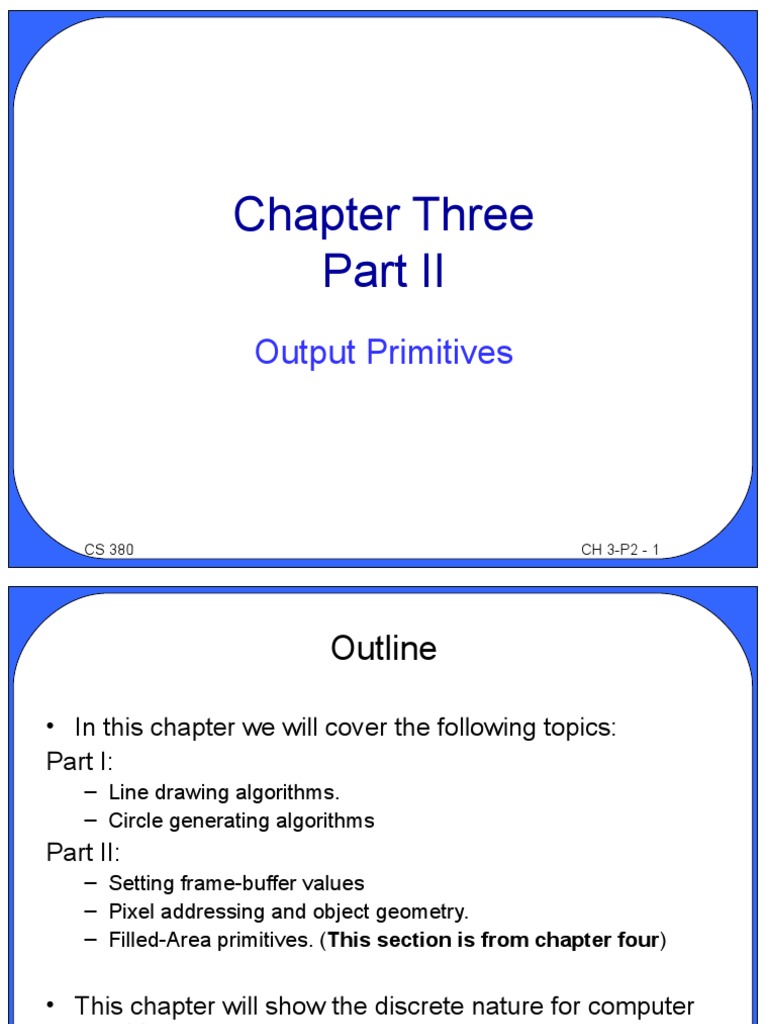 Chapter Three: Output Primitives | PDF | Rendering (Computer Graphics) | Area