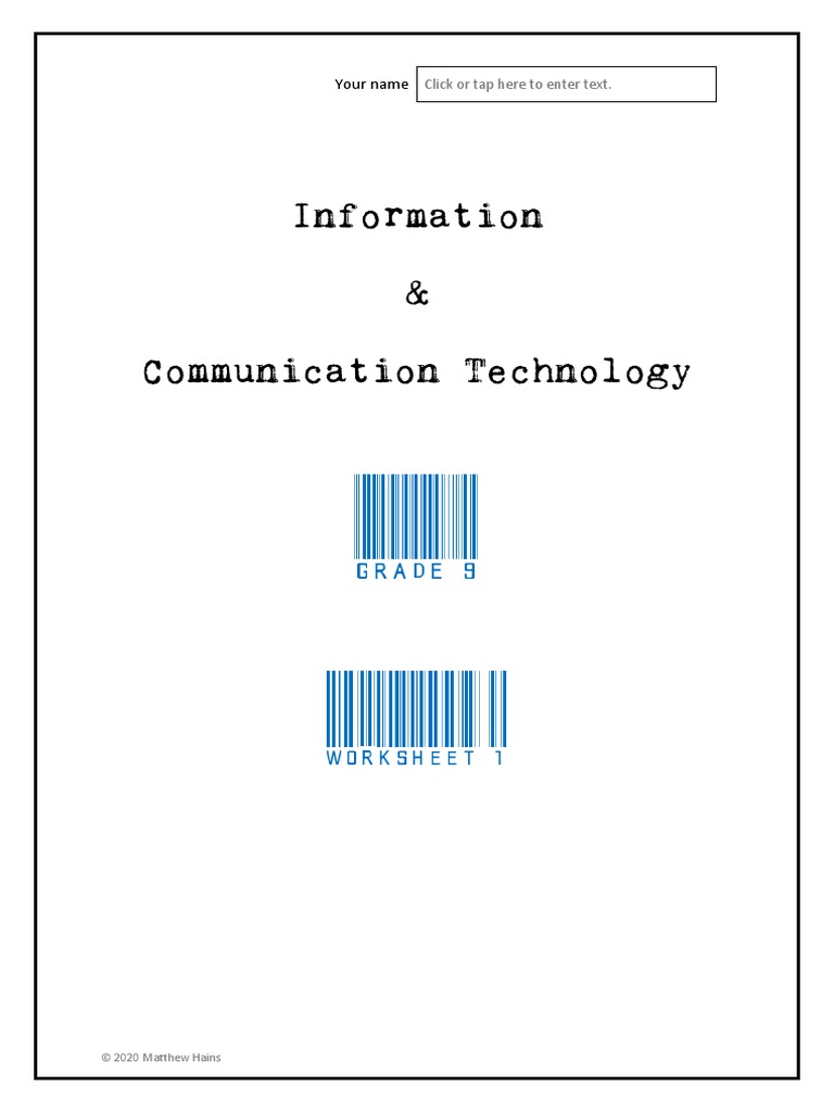 ICT-Gr9-Worksheet 01 | PDF