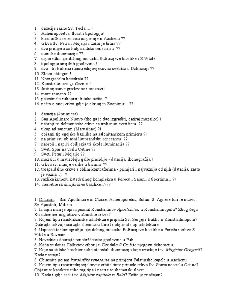 Pitanja - Kasna Antika | PDF