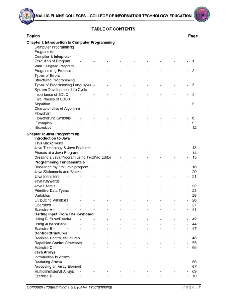 CBLM-Table of Contents PDF | PDF | Method (Computer Programming) | Class (Computer Programming)