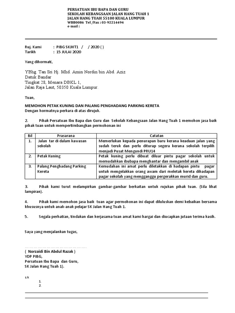 Surat DBKL Mohon Tar | PDF