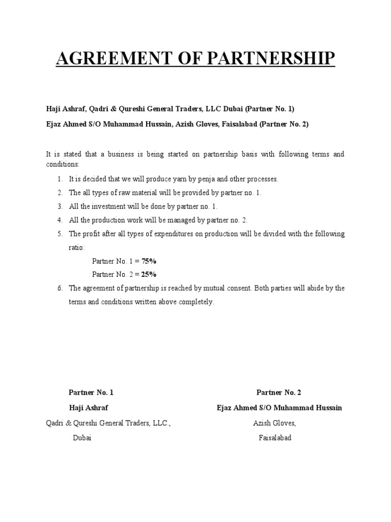 Agreement of Partnership | PDF