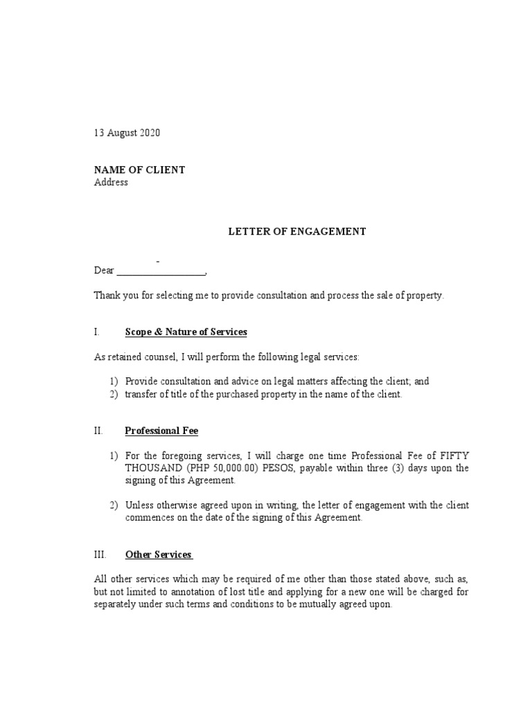 Letter of Engagement | Download Free PDF | Business Law | Virtue