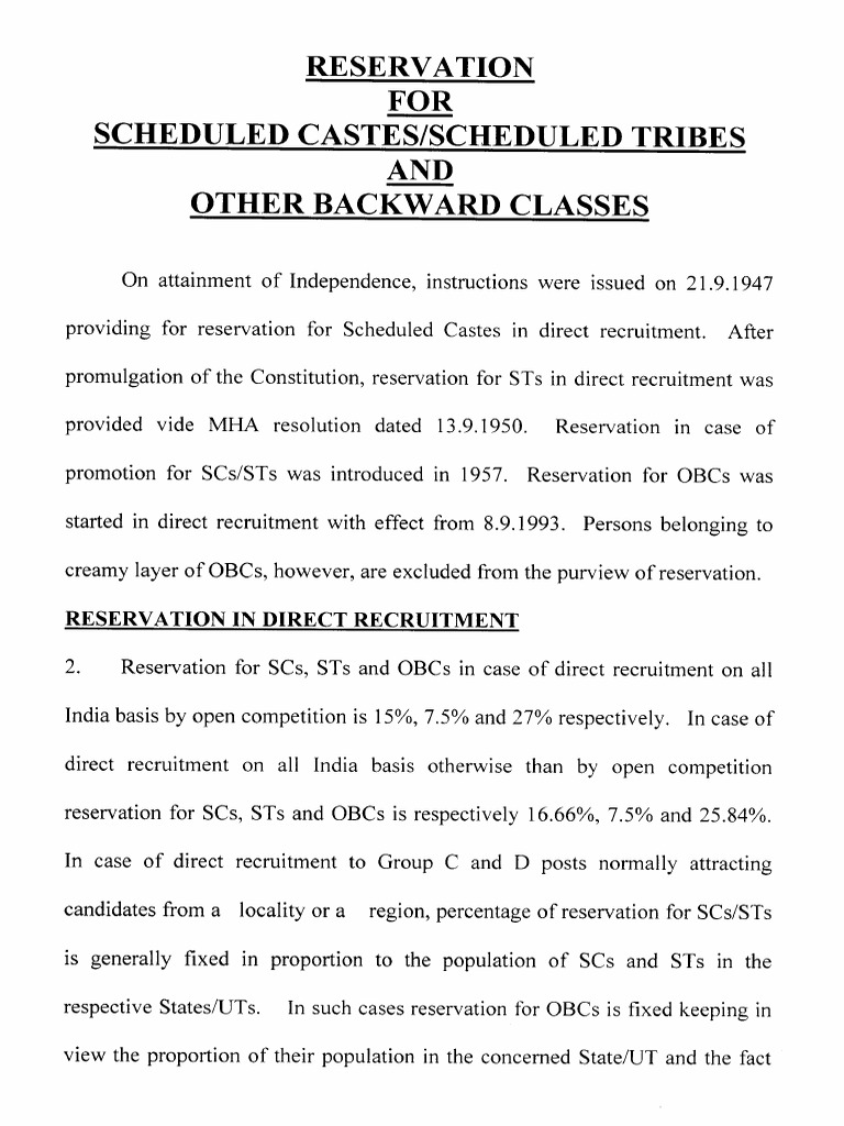 SC/ST/OBC Reservation Policies | PDF | Common Law | Virtue