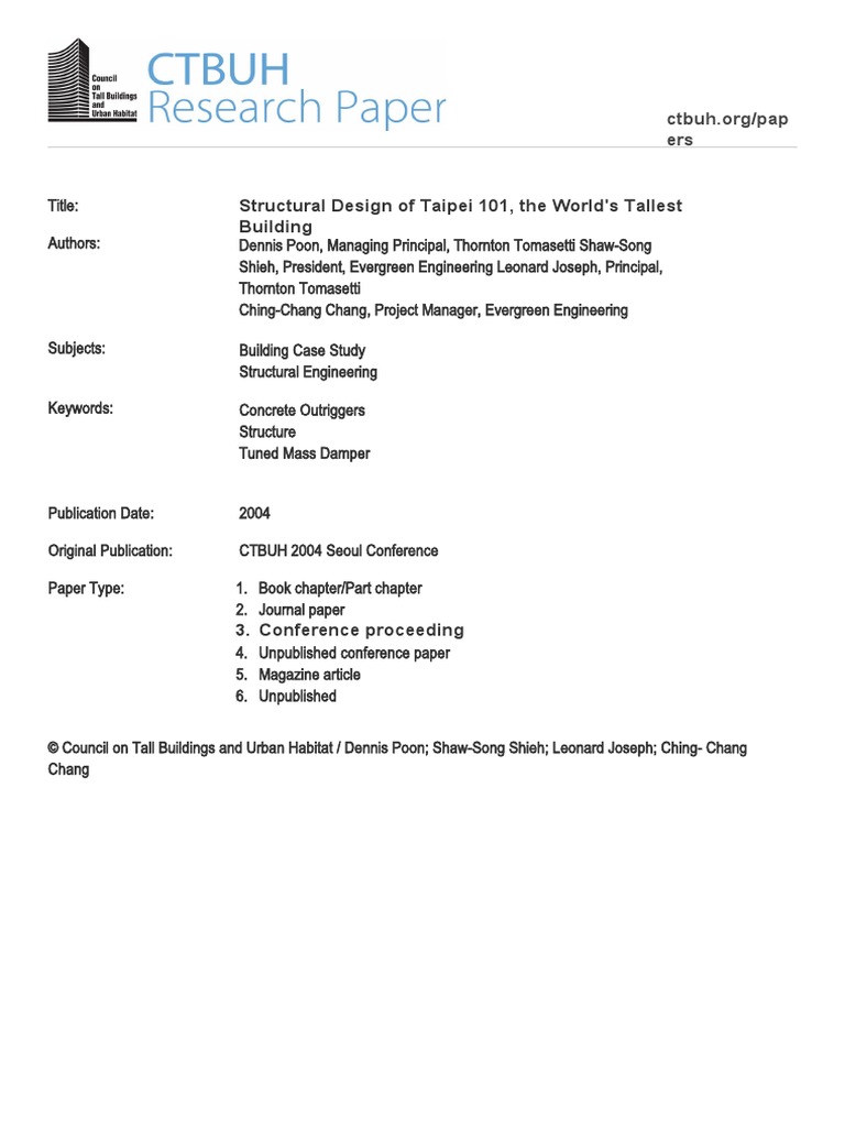 Structural Design of Taipei 101, The World's Tallest Building | PDF ...