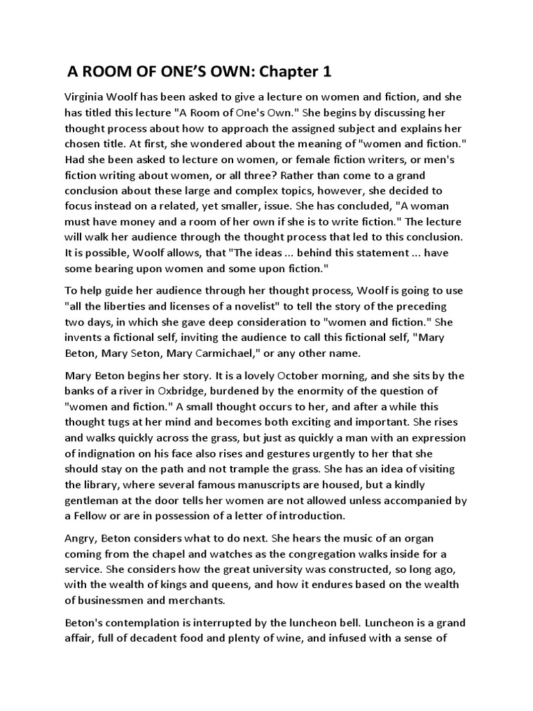 A Room of One'S Own: Chapter 1 | PDF | A Room Of One's Own | Essays