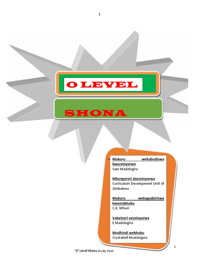 O Level Shona Study Pack 1 | PDF
