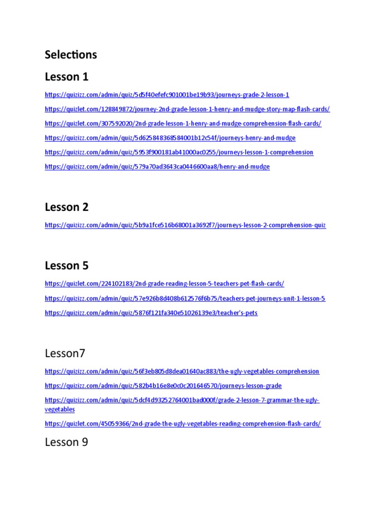 Grade 2 Journeys Lessons 1-15 Resources | PDF