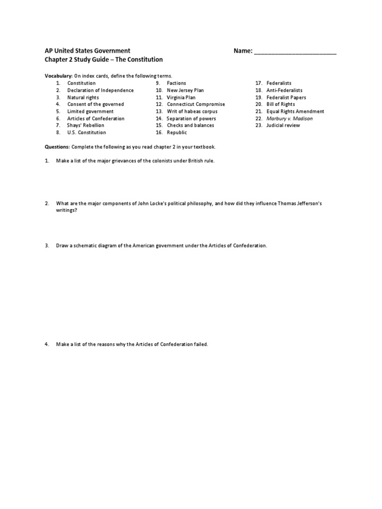 AP United States Government Name: - Chapter 2 Study Guide - The ...