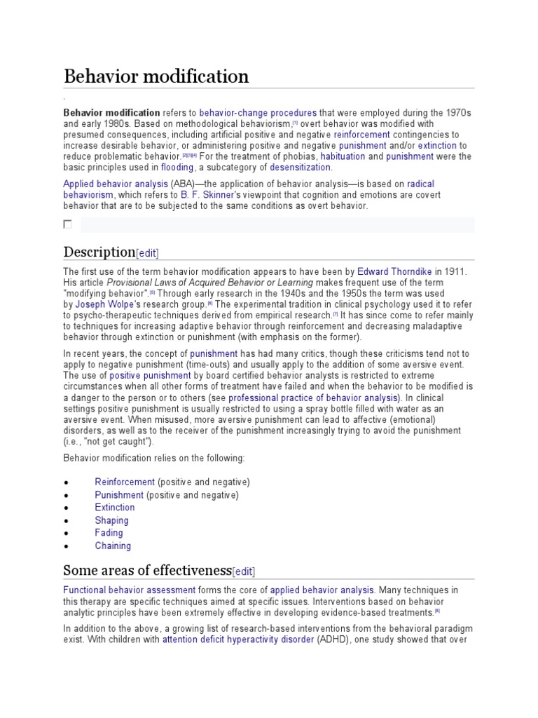 Behavior Modification | PDF | Behaviorism | Behavior Modification