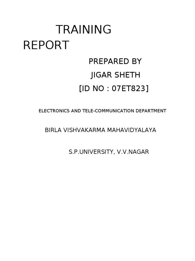 Training: Prepared by Jigar Sheth (ID NO: 07ET823) | PDF | Voice Over ...