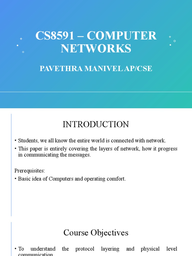 Cs8591 - Computer Networks: Pavethra Manivel Ap/Cse | PDF | Computer Network | Osi Model