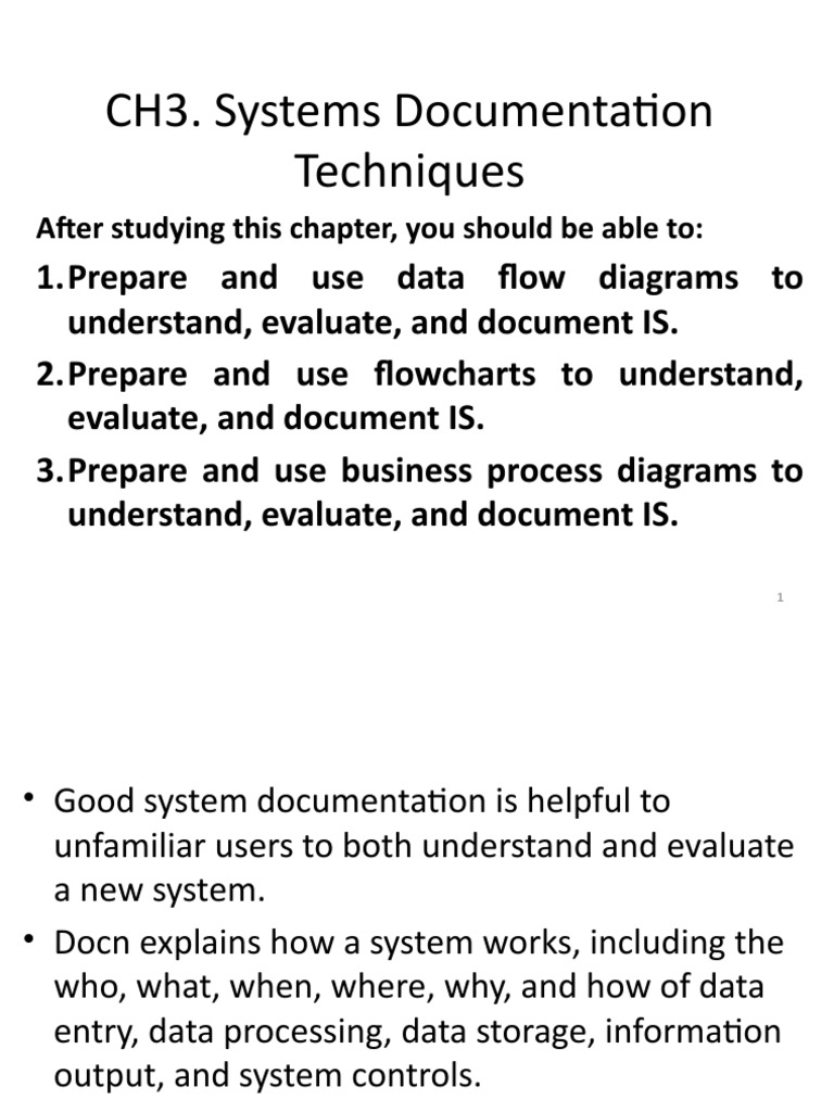 CH3. Systems Documentation Techniques: After Studying This Chapter, You Should Be Able To | PDF ...