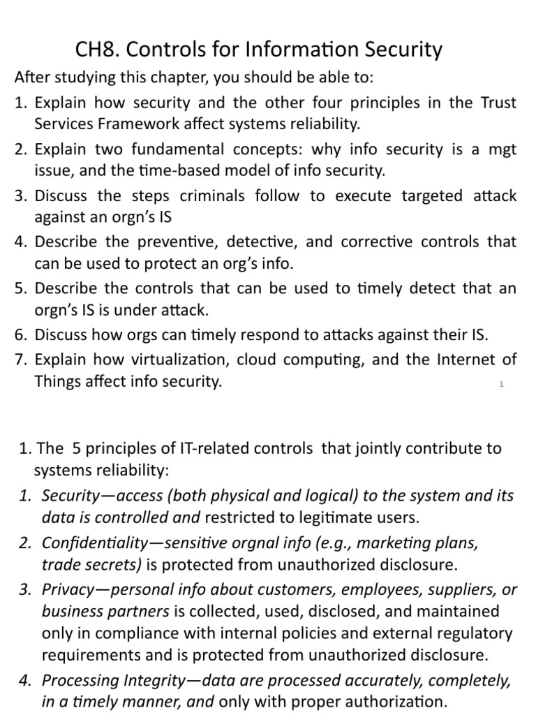 CH8. Controls For Information Security | PDF | Information Security ...