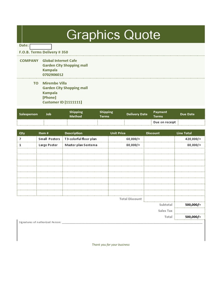 Sales Quotation for Graphics Services | PDF