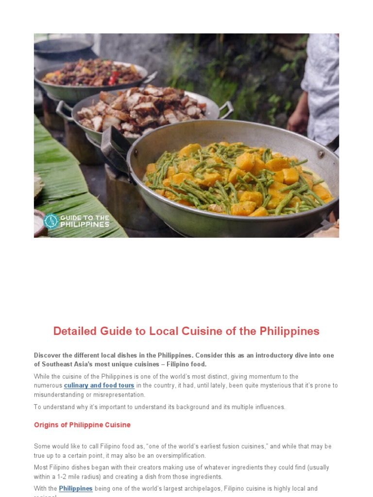 Detailed Guide To Local Cuisine of The Philippines | PDF | Philippine ...