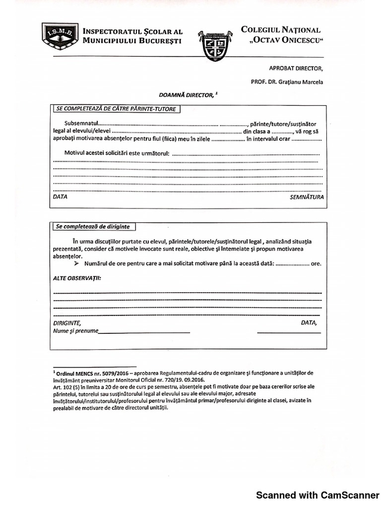 Cerere Motivare Absente - 20180913140442 PDF | PDF
