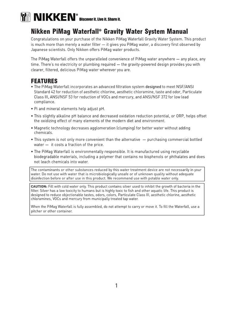 PiMag® Waterfall - Instruction Manual PDF | PDF | Water Purification ...