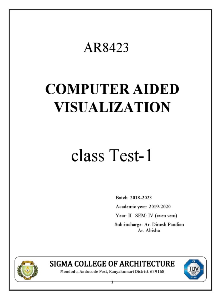 Computer Aided Visualization: Class Test-1 | PDF