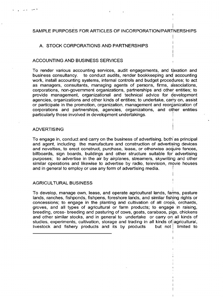 Sample Business Primary Purpose | PDF | Securities (Finance) | Stocks