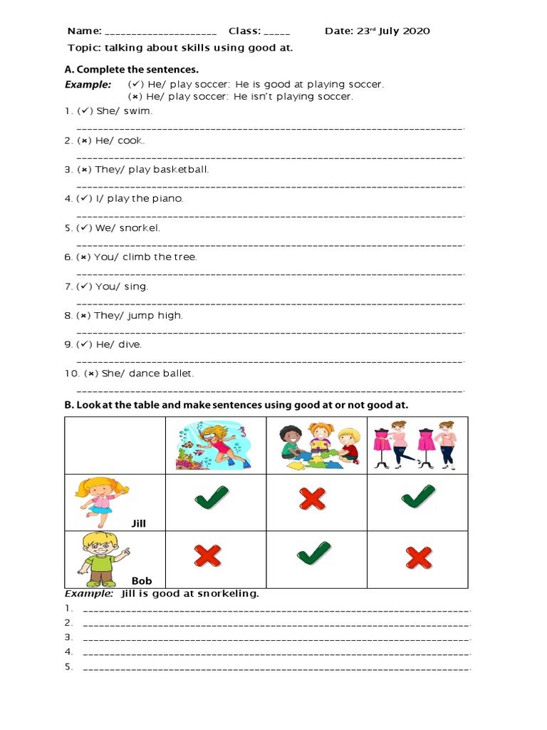Assessing skills using 'good at': A classroom activity on using the ...
