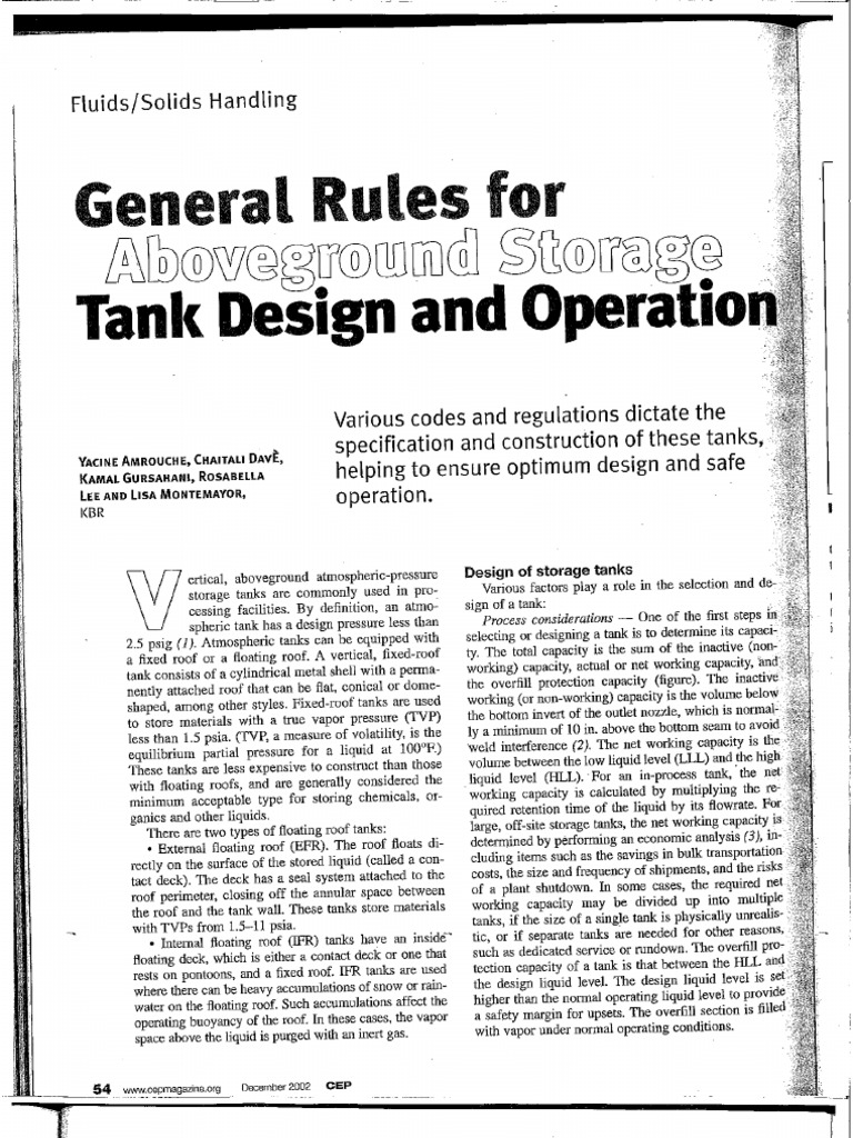 General Rules Aboveground Tanks Design | PDF | Buoyancy | Leak