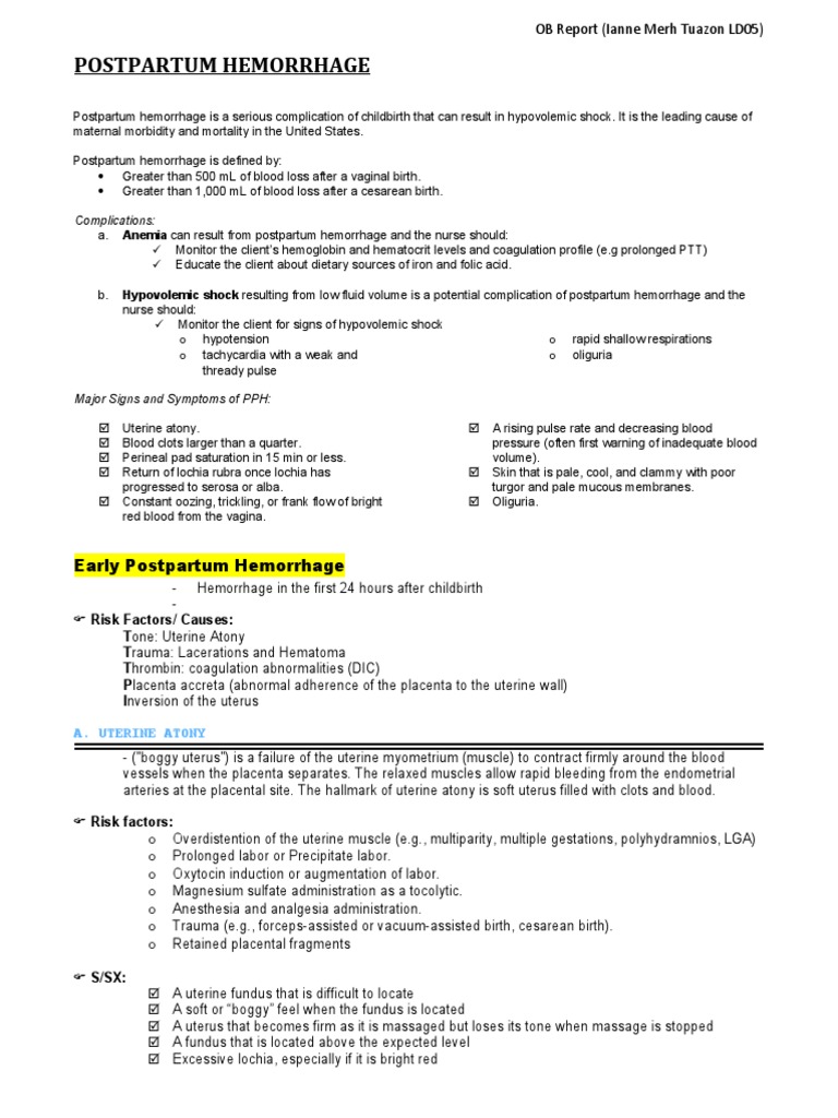 Postpartum Hemorrhage Final | PDF | Uterus | Childbirth