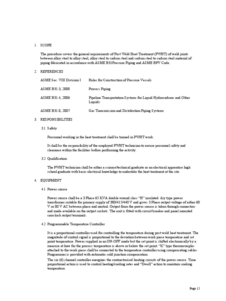 PWHT Procedure | PDF | Thermocouple | Pipe (Fluid Conveyance)