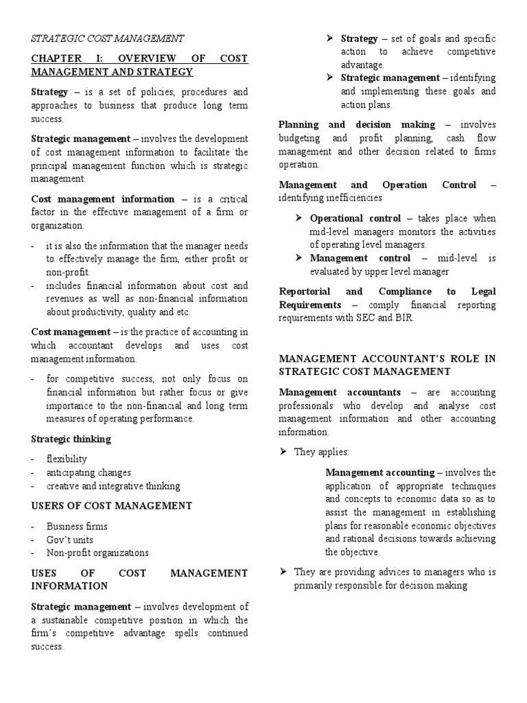 Strategic Cost Management | PDF | Management Accounting | Cost Accounting