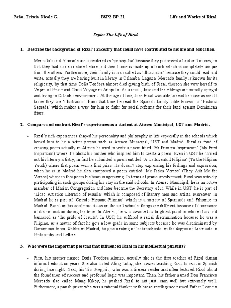 Topic: The Life of Rizal | PDF | Philippines | Jesus