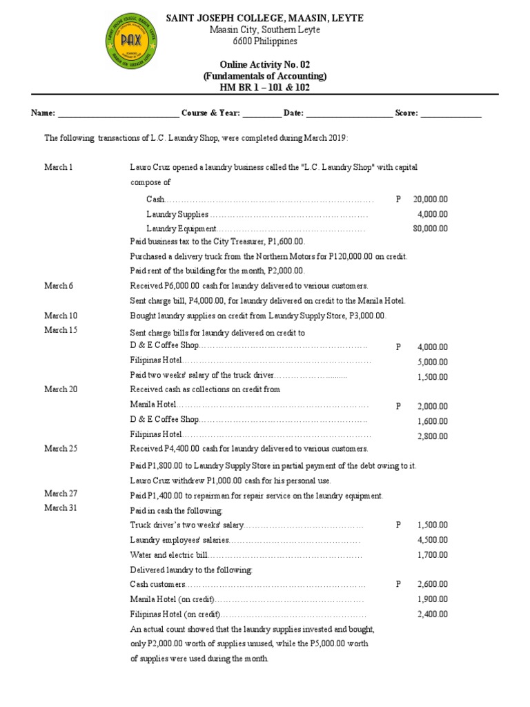 Accounting Online Activity No. 02 | PDF | Financial Services | Economies