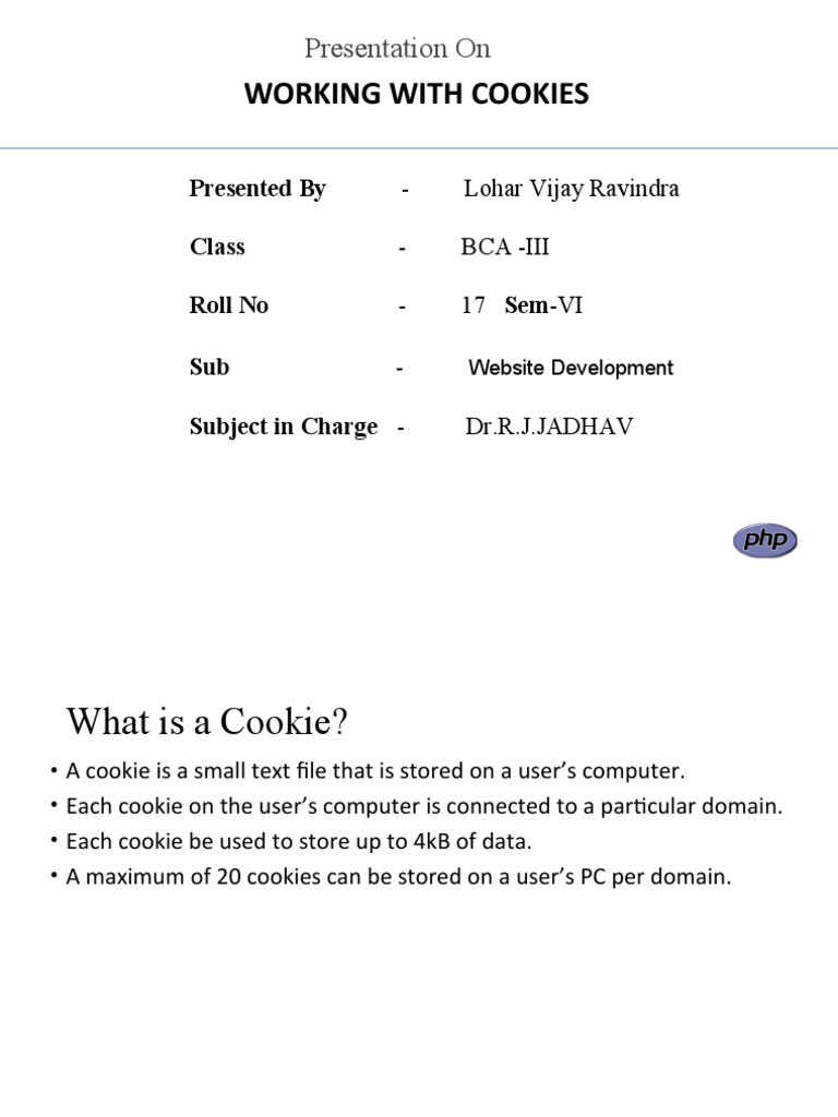 Working With Cookies: Presentation On | PDF | Http Cookie | Application ...