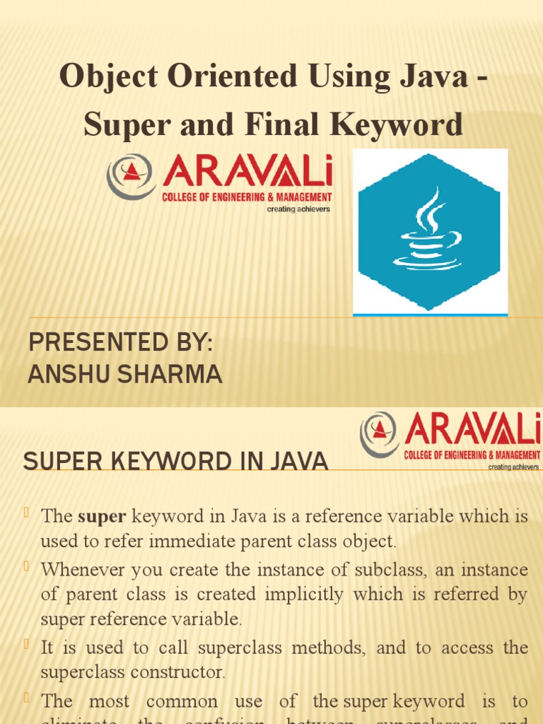 Super and Final in Java | PDF | Inheritance (Object Oriented ...