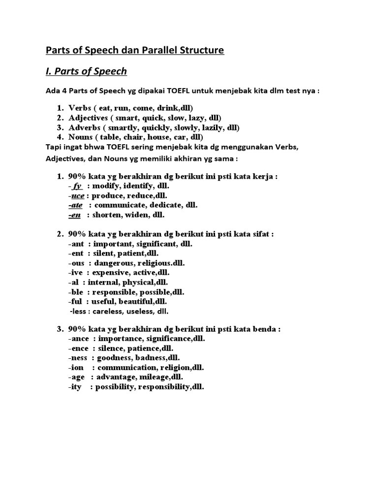 Parts of Speech Dan Parallel | PDF | Adverb | Adjective