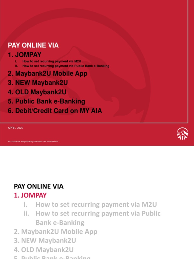 AIA Online Payment Guide: JomPAY & Banks | PDF | Online Banking | Banks ...