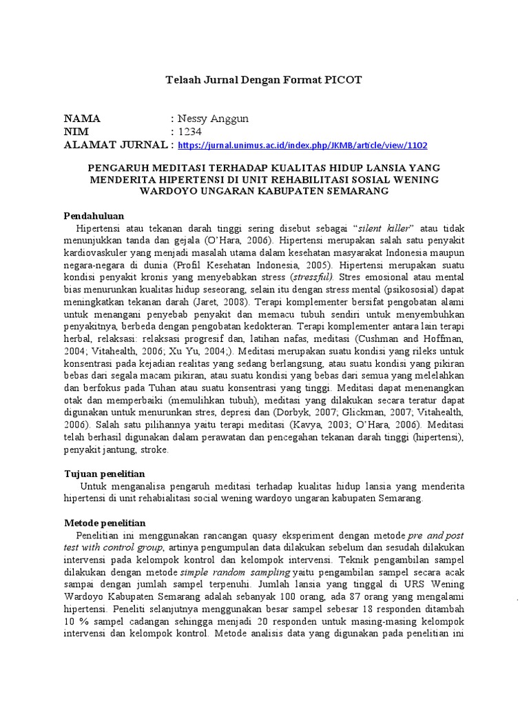 Telaah Jurnal Stroke DGN PICOT | PDF
